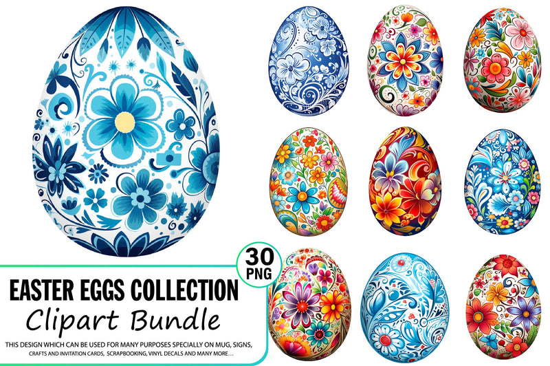 Watercolor Easter Eggs Clipart Bundle - So Fontsy