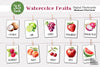 Watercolor Fruit Flashcards | Preschool Montessori Cards - So Fontsy