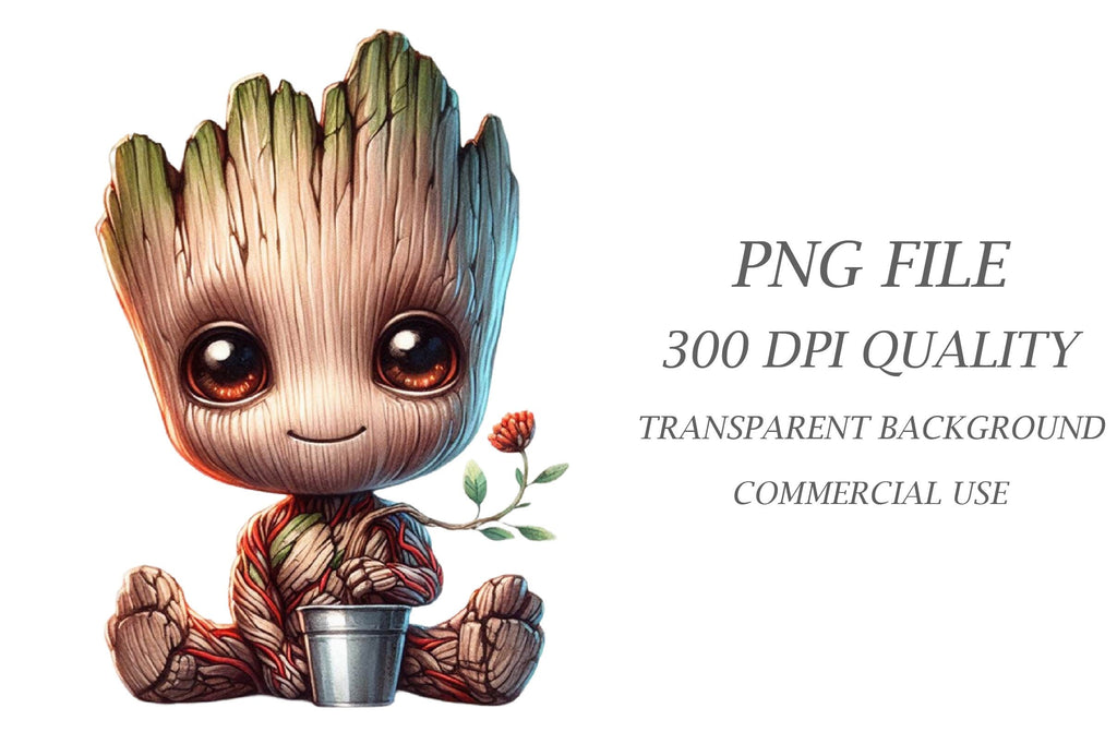 Watercolor Groot Clipart - So Fontsy