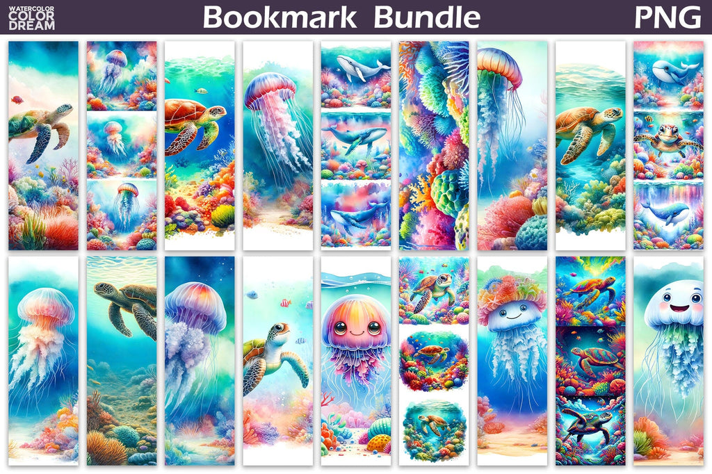 Watercolor Jellyfish Bookmark | Summer Bookmark - So Fontsy