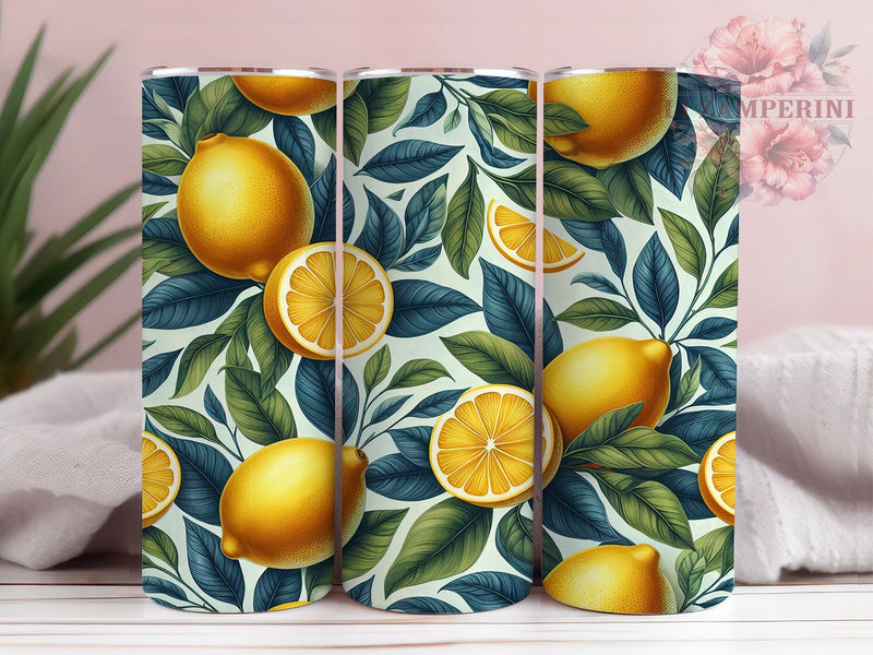 Watercolor Lemon 20oz Tumbler Wrap, Watercolor Citrus Design, Seamless ...