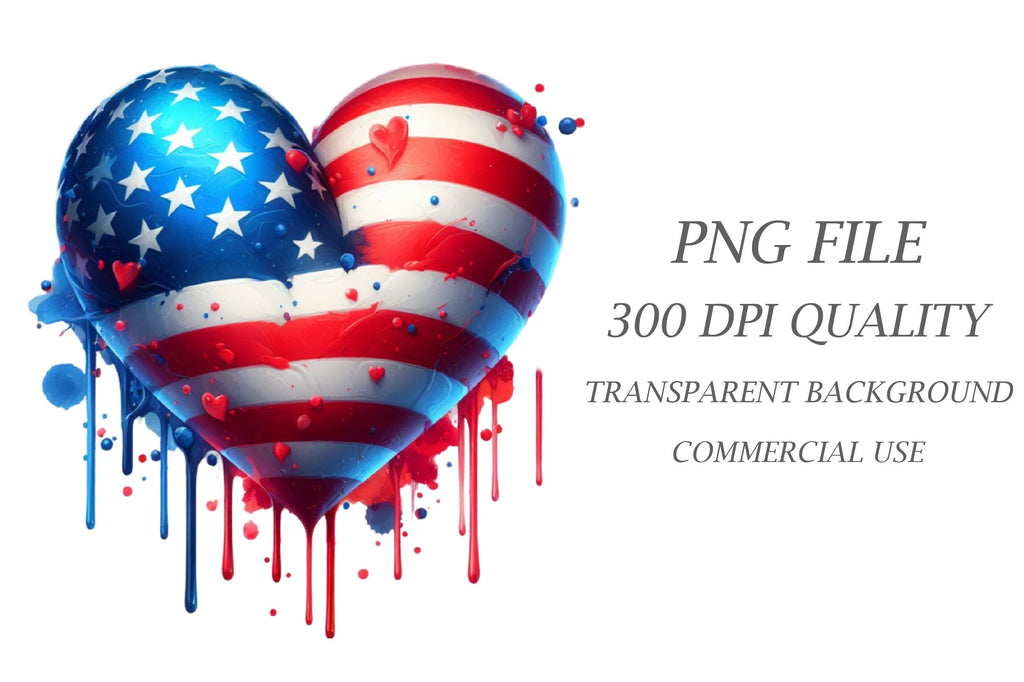 Watercolor Patriotic Hearts Clipart - So Fontsy