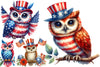 Watercolor Patriotic Owl Clipart - So Fontsy