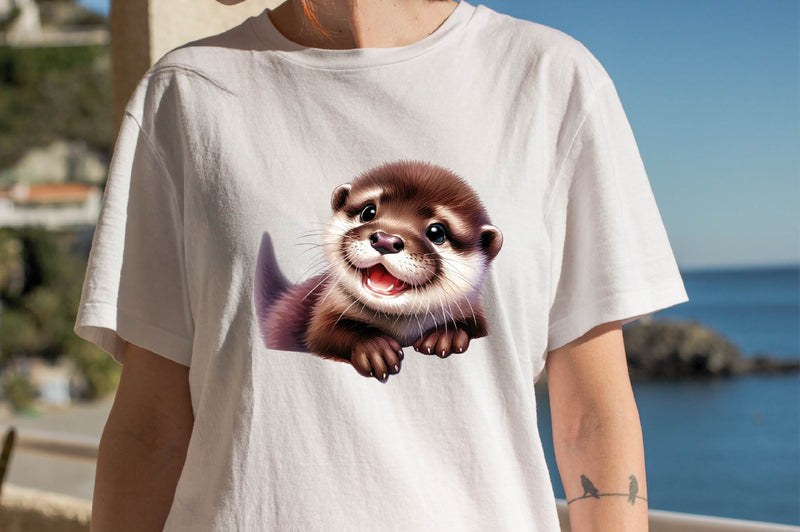 Watercolor Playful Otter Pups Sublimation Clipart Bundle - So Fontsy