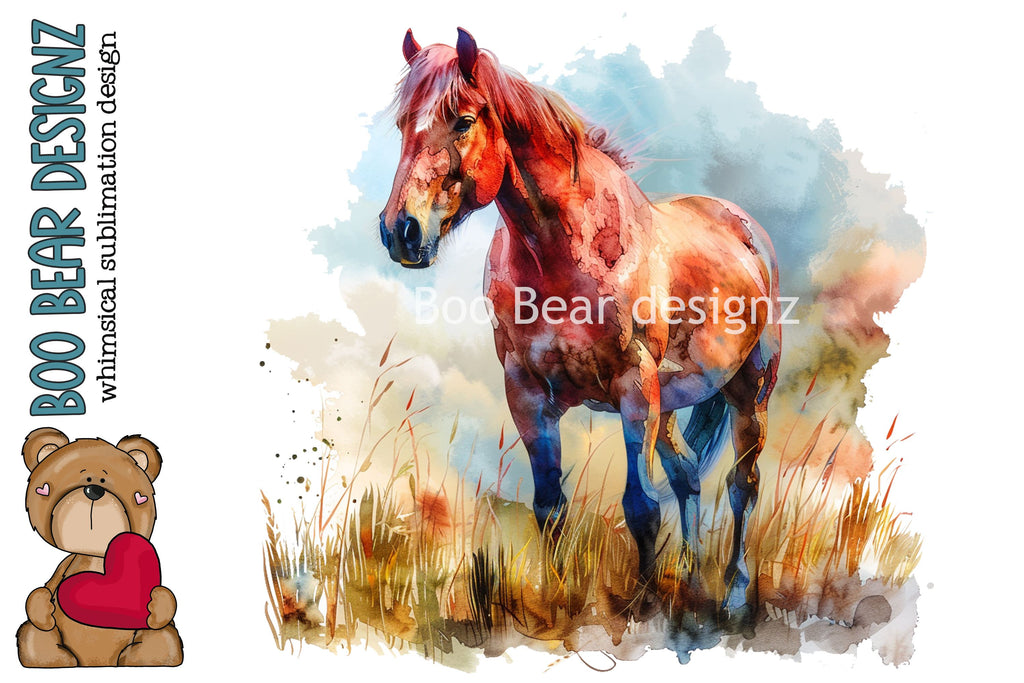 Watercolor Red Horse Clipart - So Fontsy