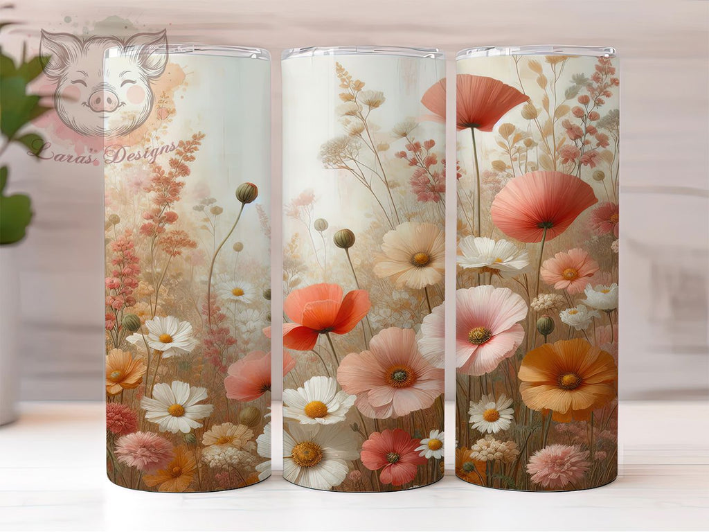 Watercolor Wildflower Garden Tumbler Wrap, Spring Flower Pattern ...