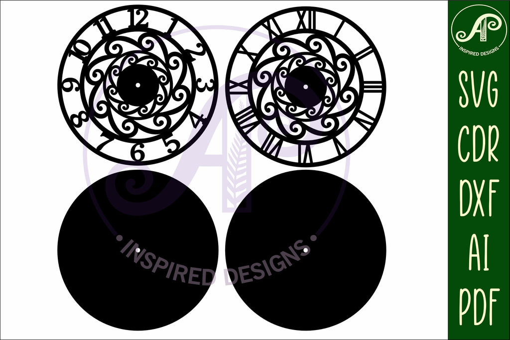 Wave wall clock laser cut template files, SVG file. - So Fontsy