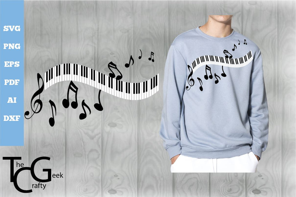 Wavy Piano and Music Notes SVG - So Fontsy