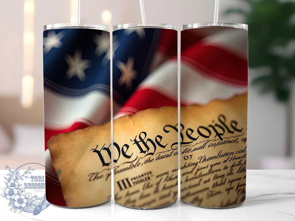 We The People 20oz Tumbler Wrap, Patriotic USA Mug, American Flag Cup ...