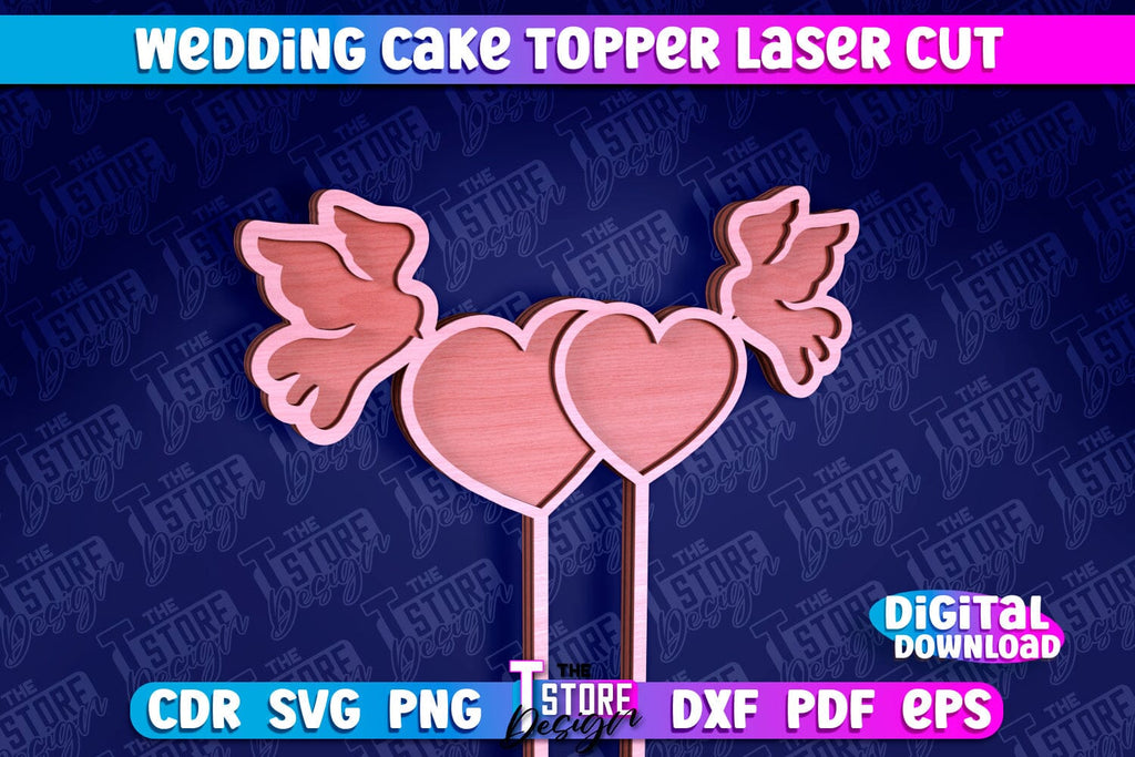 Wedding Cake Topper Laser Cut | Cake Topper Design | CNC File - So Fontsy