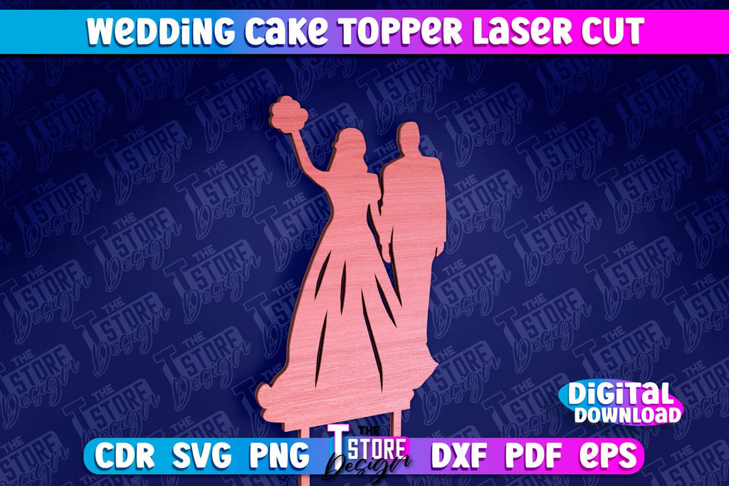 Wedding Cake Topper Laser Cut | Cake Topper Design | CNC File - So Fontsy