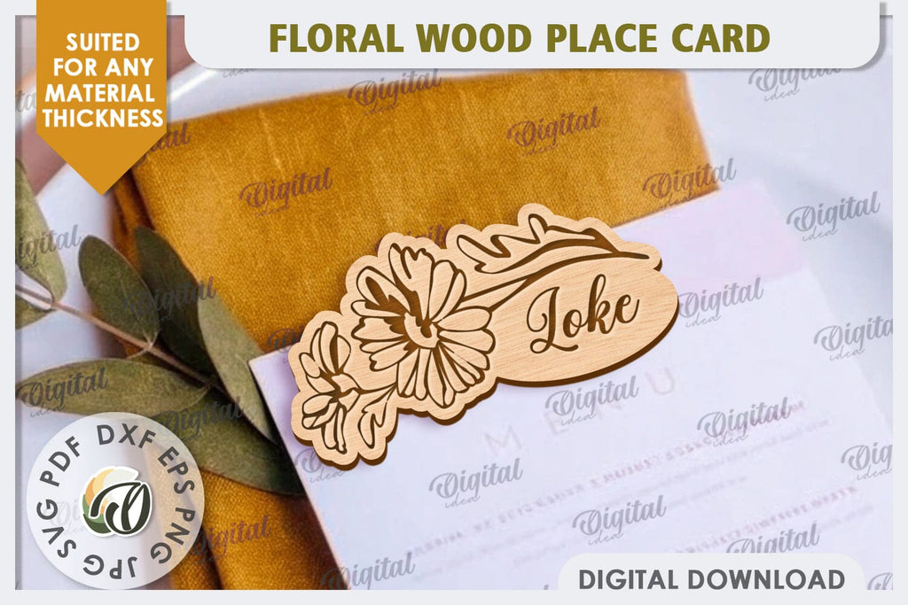 Wedding Place Card Laser Cut. Personalized Name Card SVG - So Fontsy