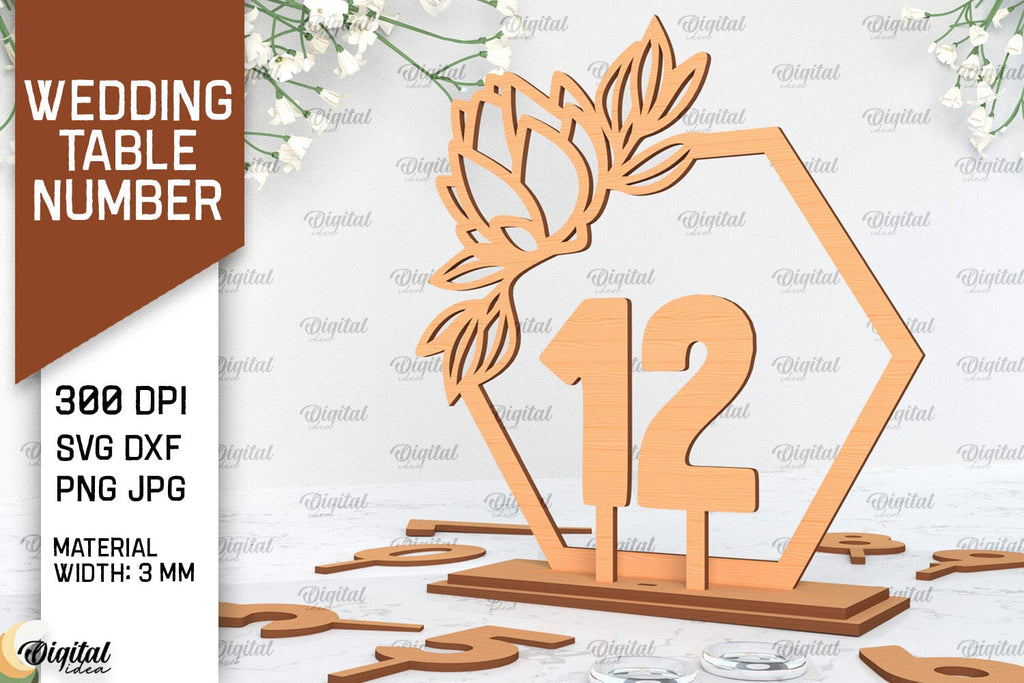 Wedding Table Number Laser Cut. Wedding Decor SVG - So Fontsy