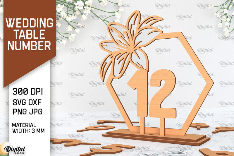 Wedding Table Numbers Laser Cut Bundle. Wedding Decor SVG - So Fontsy