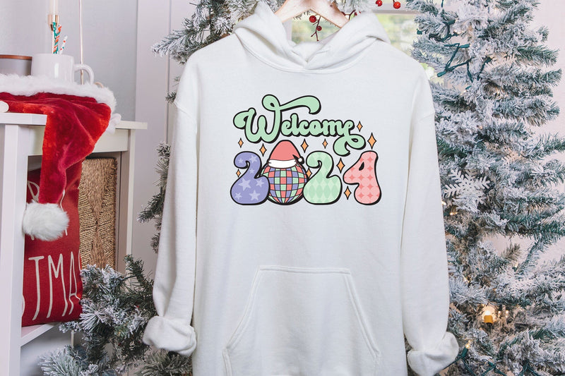 Welcome 2024, Retro New Year Sublimation - So Fontsy