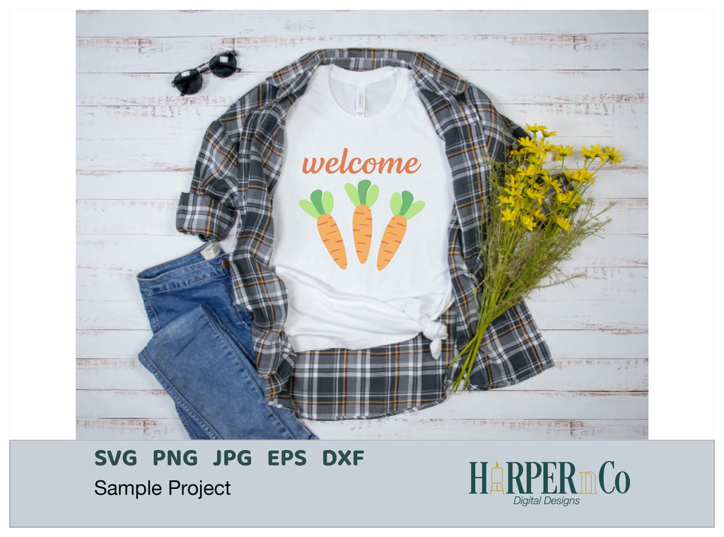 Welcome Carrots SVG PNG Cut EPS File - So Fontsy
