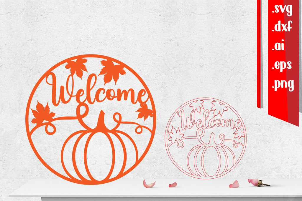 Welcome Fall Rounded Sign | Autumn Welcome Sign - So Fontsy