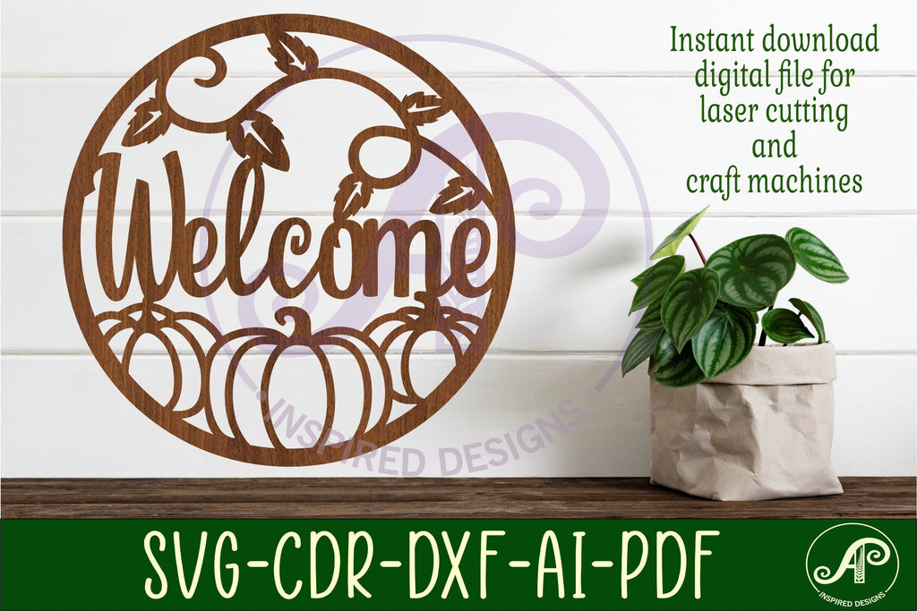 Welcome fall wall sign svg laser cut file - So Fontsy