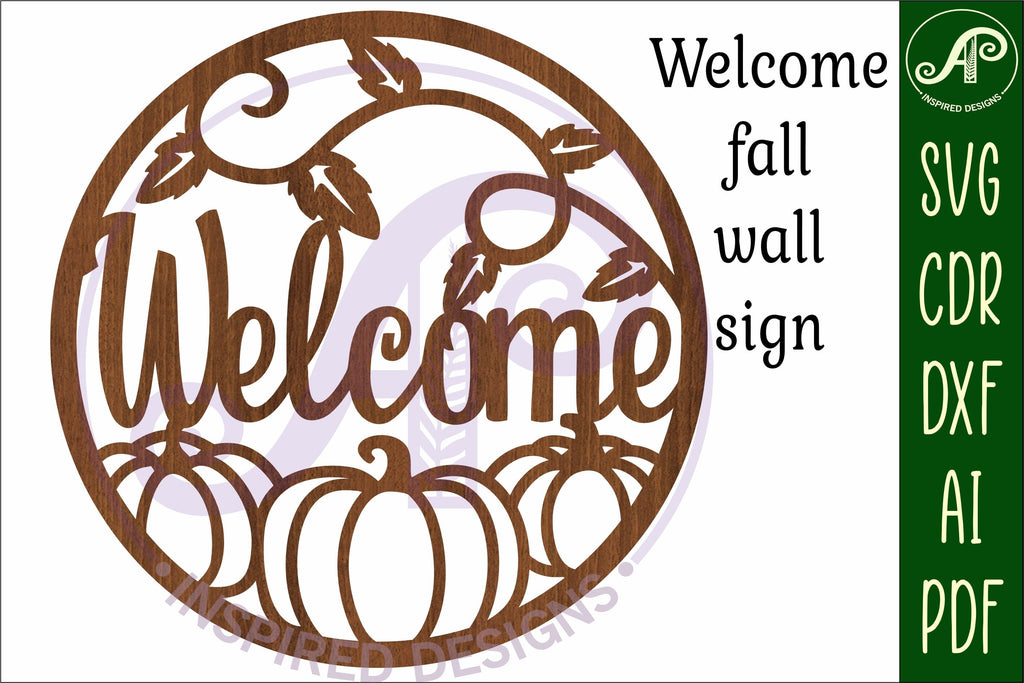 Welcome fall wall sign svg laser cut file - So Fontsy
