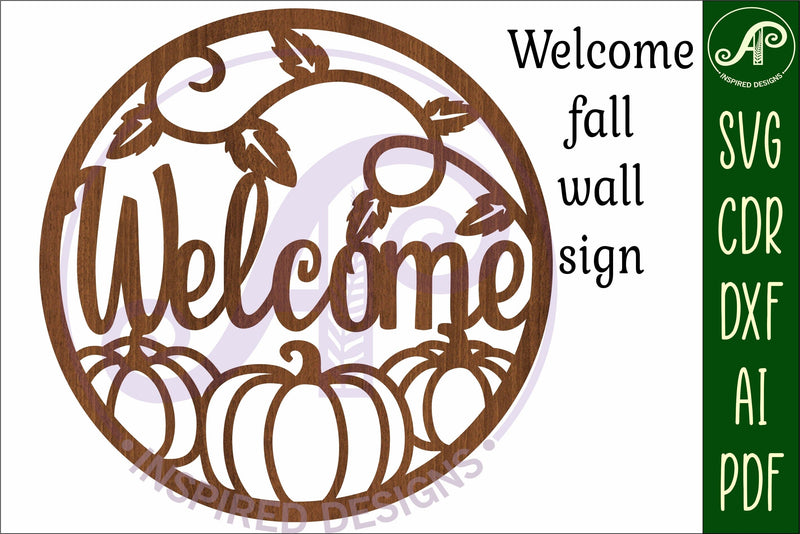 Welcome fall wall sign svg laser cut file - So Fontsy