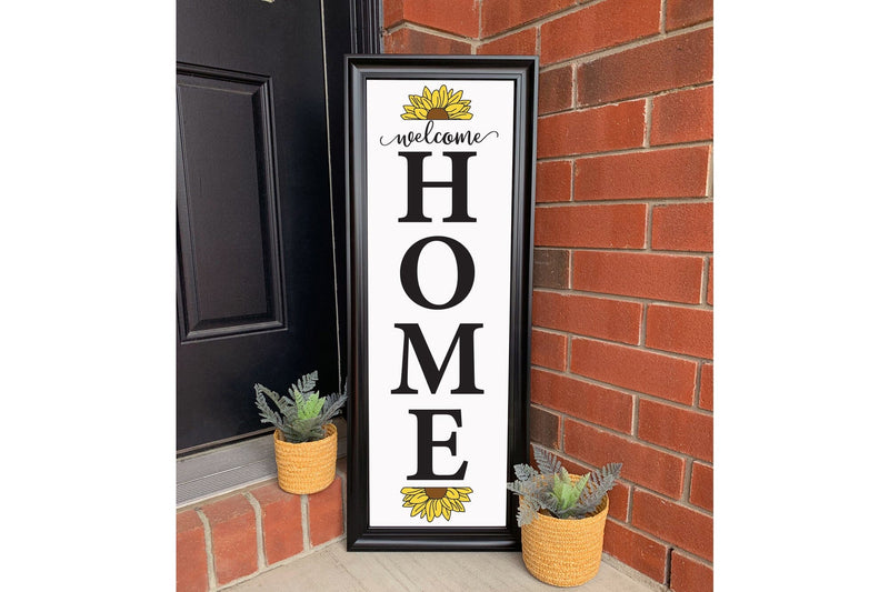 Welcome Home Cut File - Sunflower Porch Sign SVG - So Fontsy