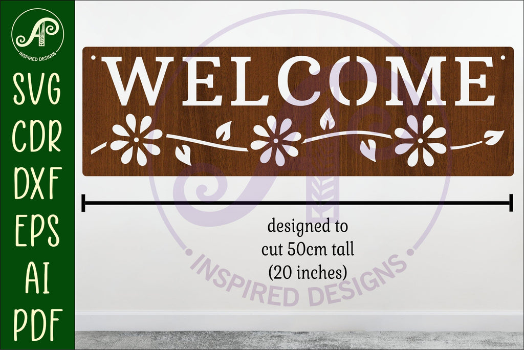 Welcome rectangle wall sign, SVG file. vector - So Fontsy