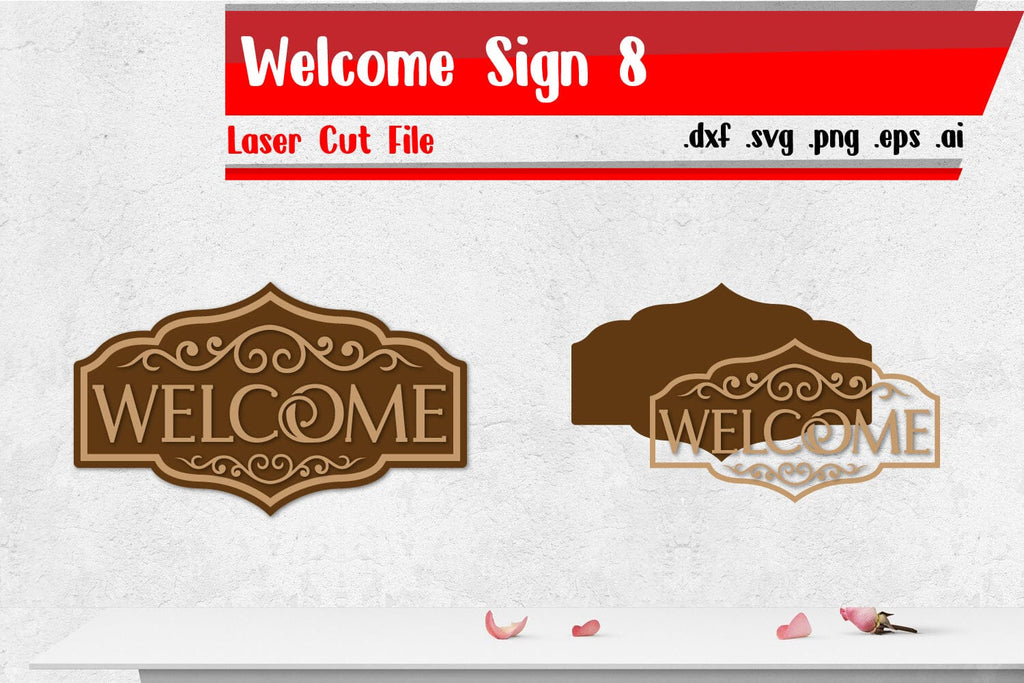 Welcome Sign 8 | Vintage Sign Laser Cut Files - So Fontsy