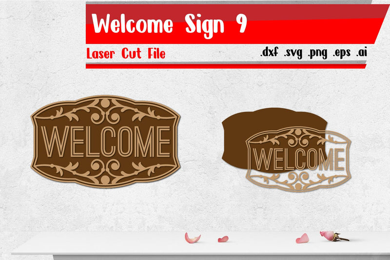 Welcome Sign 9 | Vintage Sign Laser Cut Files - So Fontsy