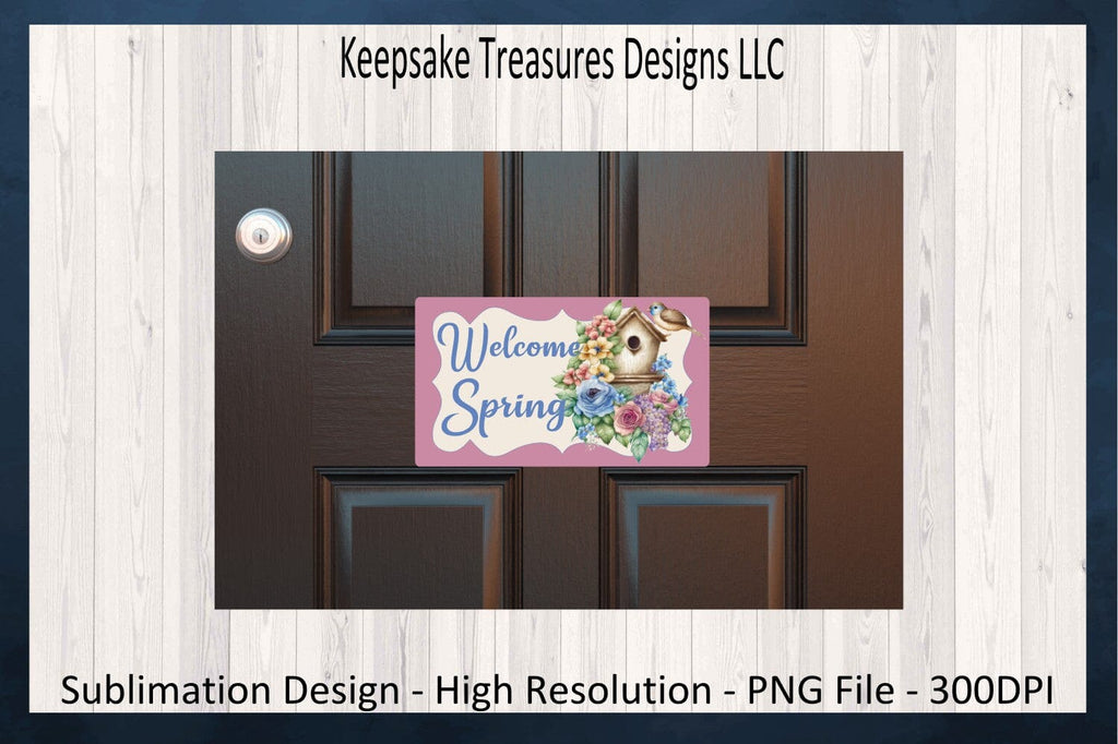 Welcome Spring Door Sign, Sublimation Wreath Attachment PNG ...