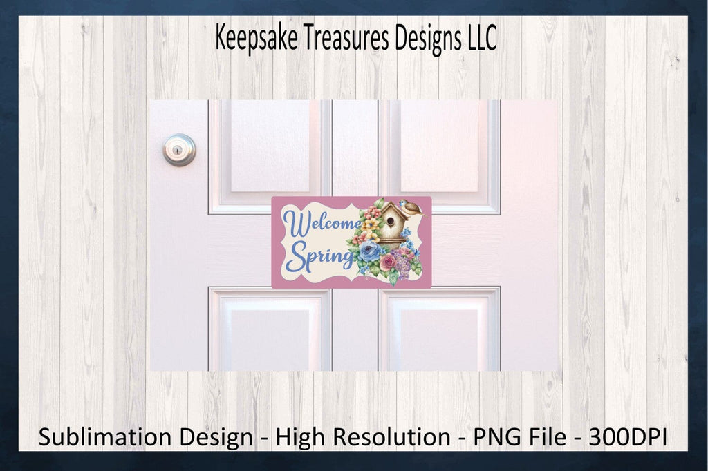 Welcome Spring Door Sign, Sublimation Wreath Attachment PNG ...