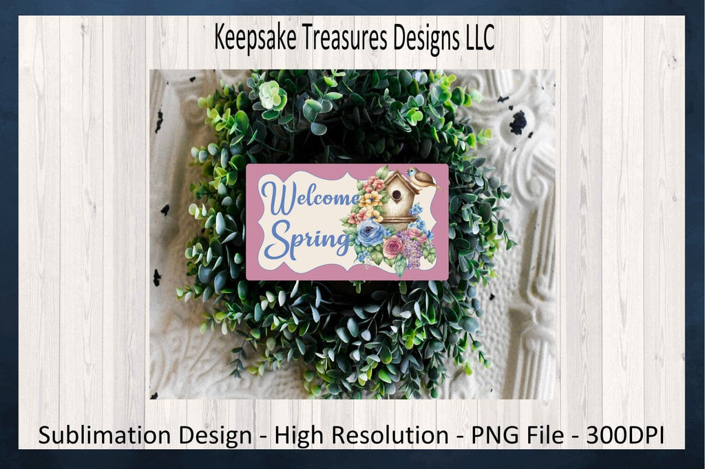 Welcome Spring Door Sign, Sublimation Wreath Attachment PNG ...