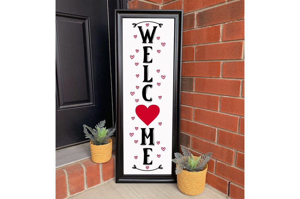 Welcome, Valentines Porch Sign SVG - So Fontsy