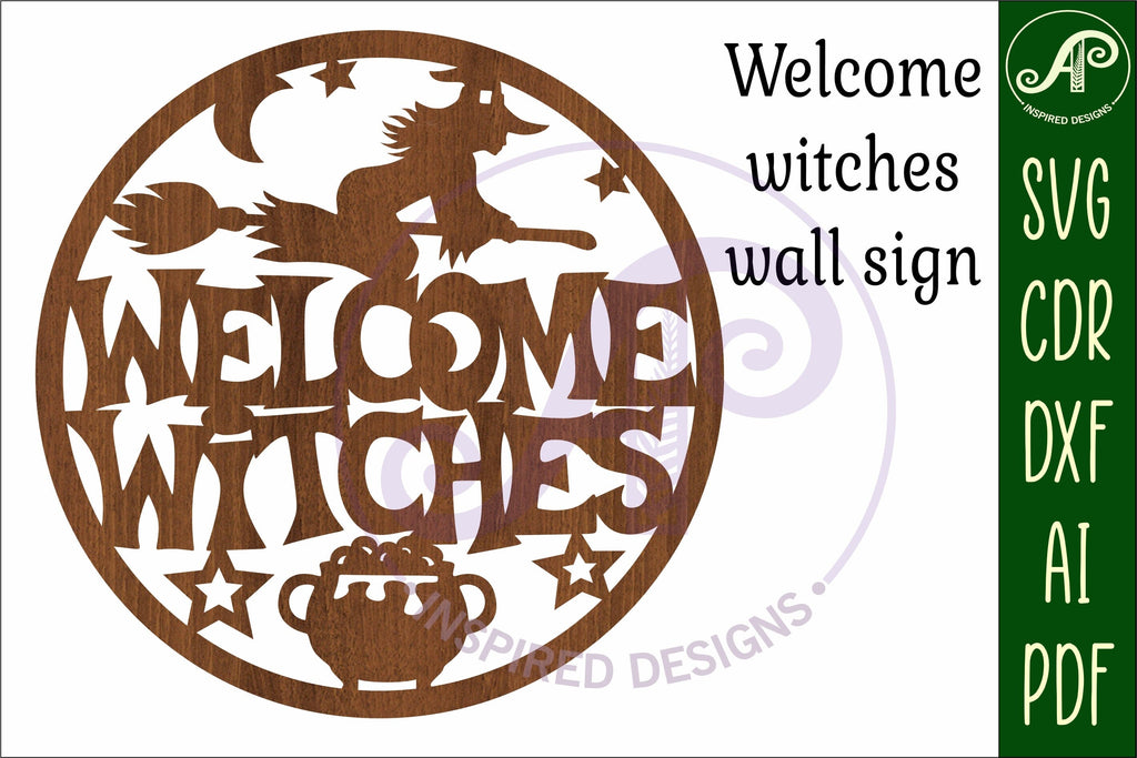 Welcome witches halloween sign svg laser cut file - So Fontsy