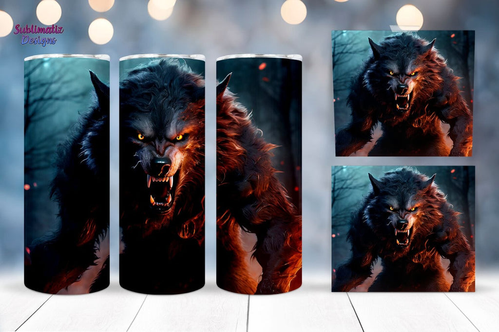 Werewolf Design 20 oz Tumbler Wrap | 20 oz Skinny Tumbler Wrap ...