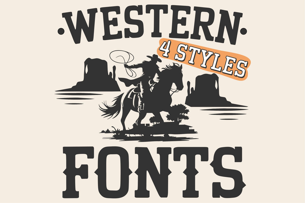 Western Font Bundle - 4 Styles | Rodeo, Trail, Shadow, Sketch | Bold ...