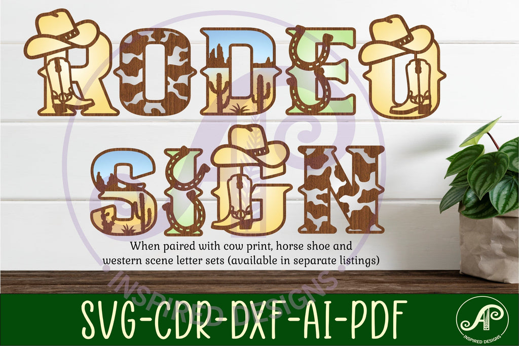 Western scene letters alphabet set x 26 - So Fontsy