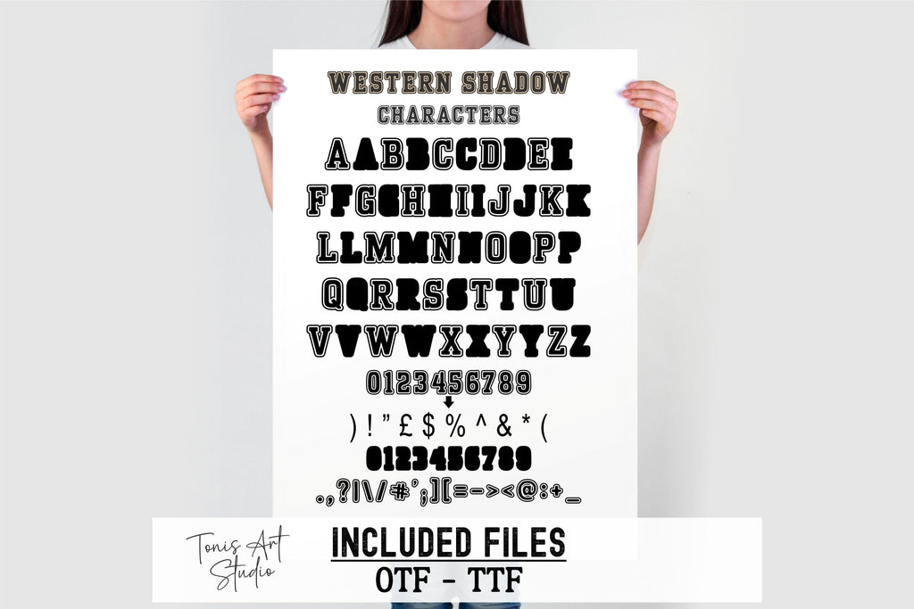 Western Shadow Font | Rodeo Cowboy Font | Rustic Western - So Fontsy