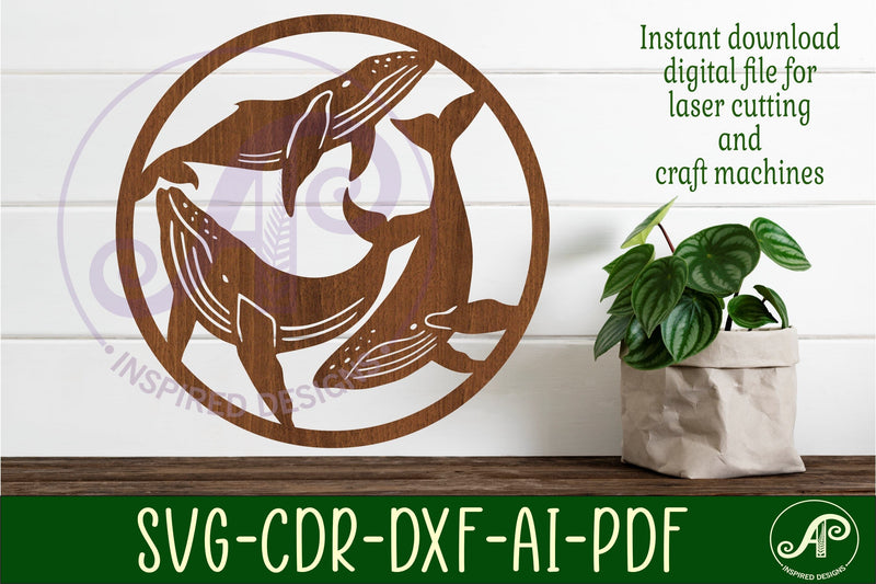 Whales wall art sign, SVG file. vector file - So Fontsy