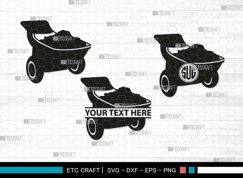 Wheelbarrow Monogram, Wheelbarrow Silhouette, Wheelbarrow SVG ...