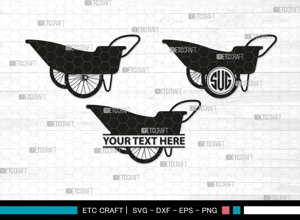 Wheelbarrow Monogram, Wheelbarrow Silhouette, Wheelbarrow SVG ...