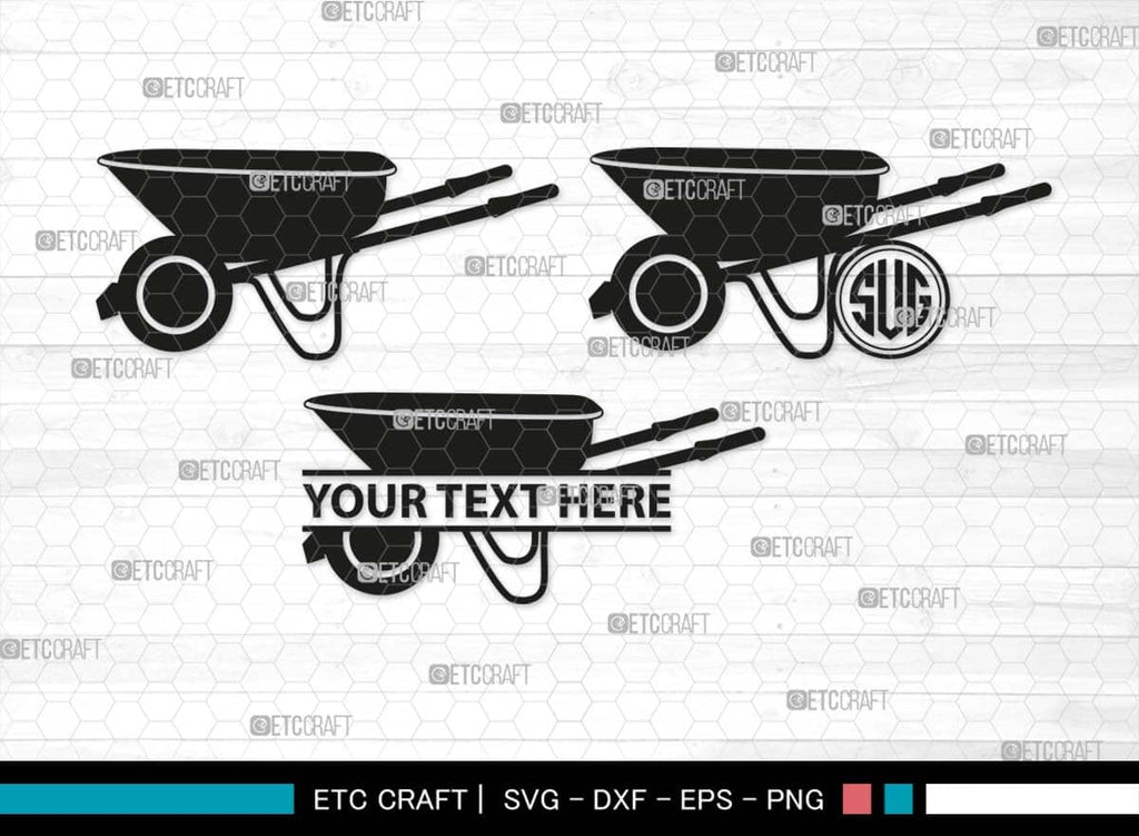 Wheelbarrow Monogram, Wheelbarrow Silhouette, Wheelbarrow SVG ...