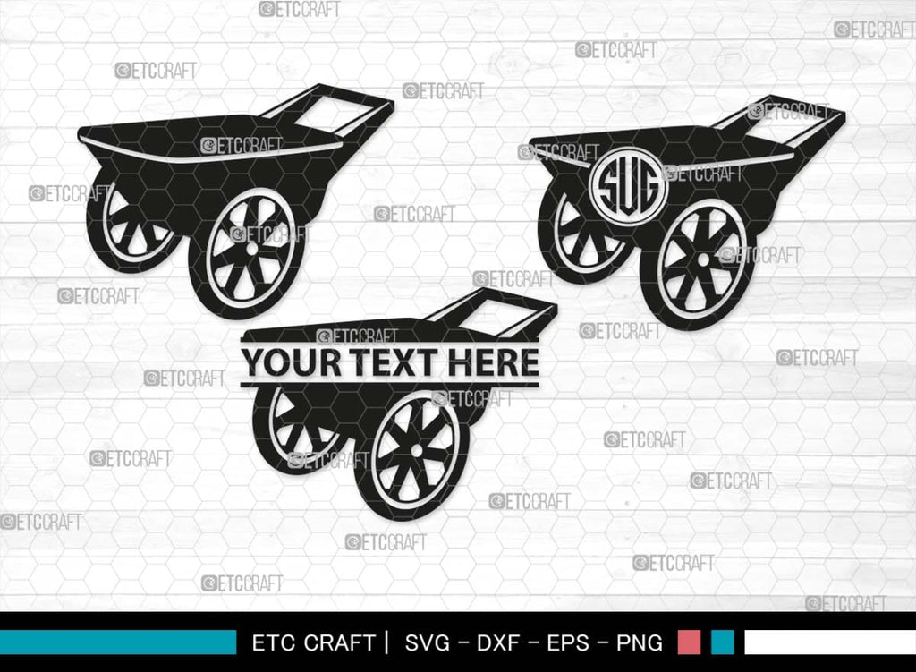 Wheelbarrow Monogram, Wheelbarrow Silhouette, Wheelbarrow SVG ...