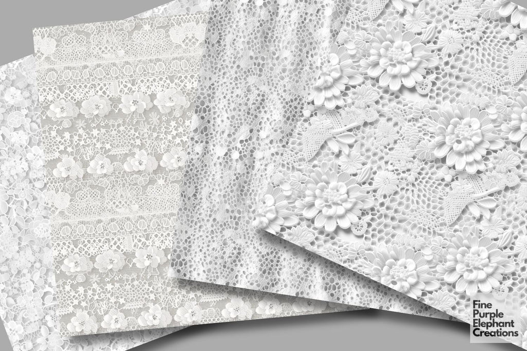 White Lace Digital Paper | Wedding Scrapbook - So Fontsy