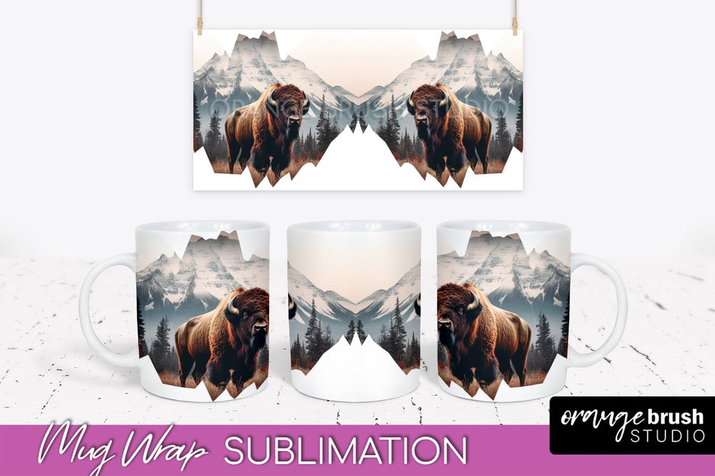 Wild Animals Mug Wrap - Mountain Camping Mug Design - So Fontsy