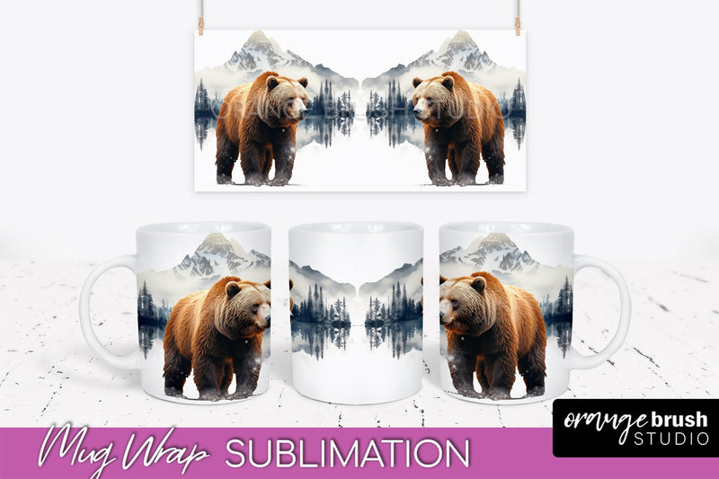 Wild Animals Mug Wrap - Mountain Camping Mug Design - So Fontsy