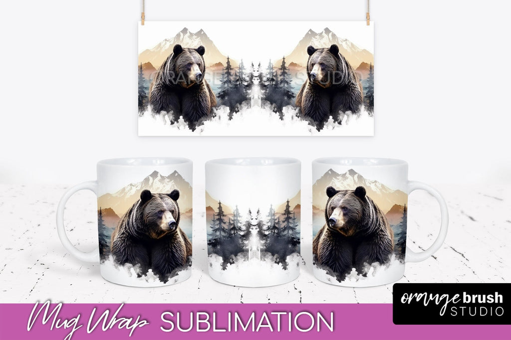 Wild Animals Mug Wrap - Mountain Camping Mug Design - So Fontsy