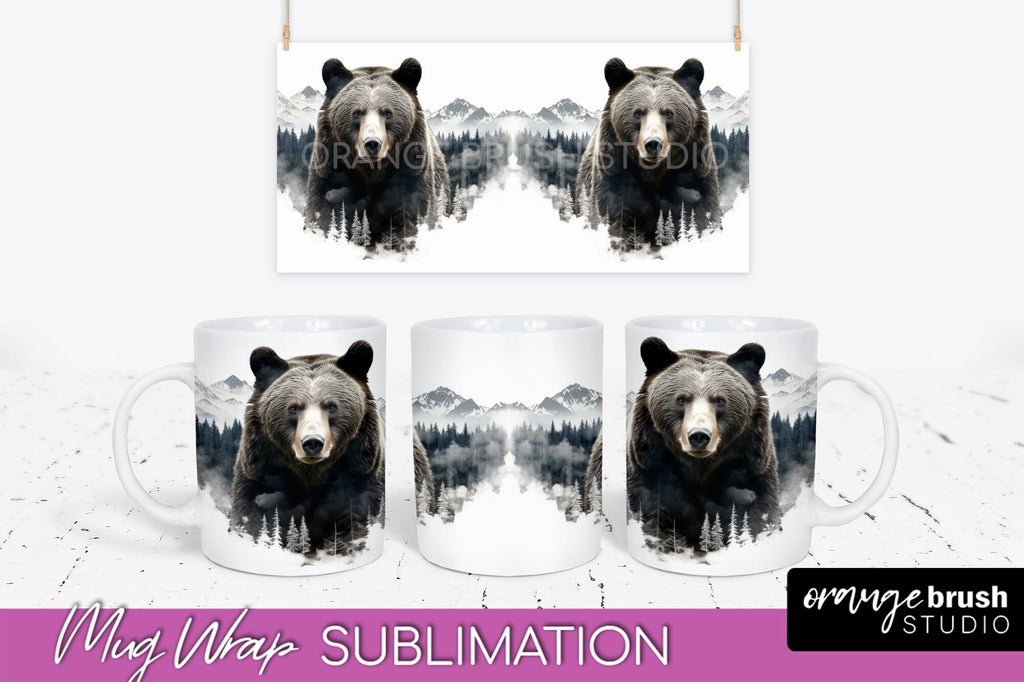 Wild Animals Mug Wrap - Mountain Camping Mug Design - So Fontsy