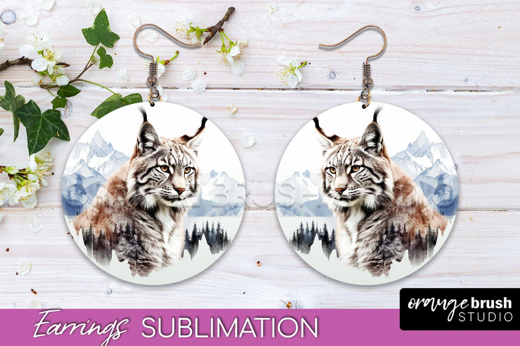 Wild Animals Round Earring Sublimation, Wildlife Earring PNG - So Fontsy