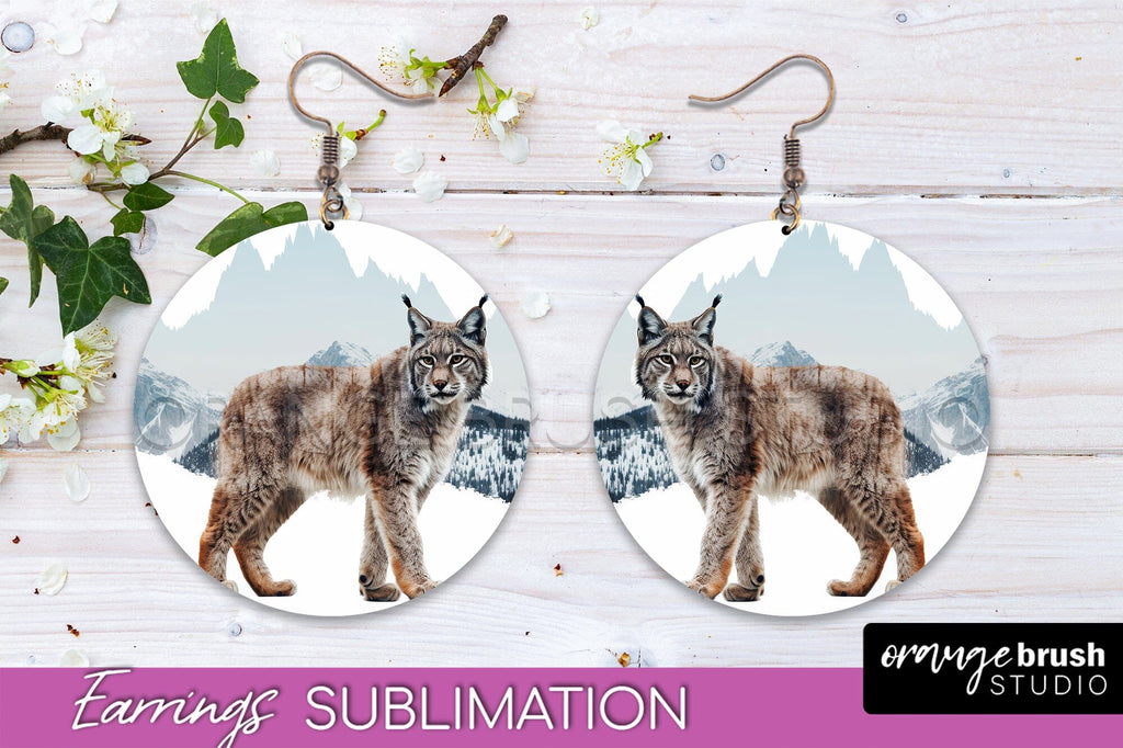 Wild Animals Round Earring Sublimation, Wildlife Earring PNG - So Fontsy