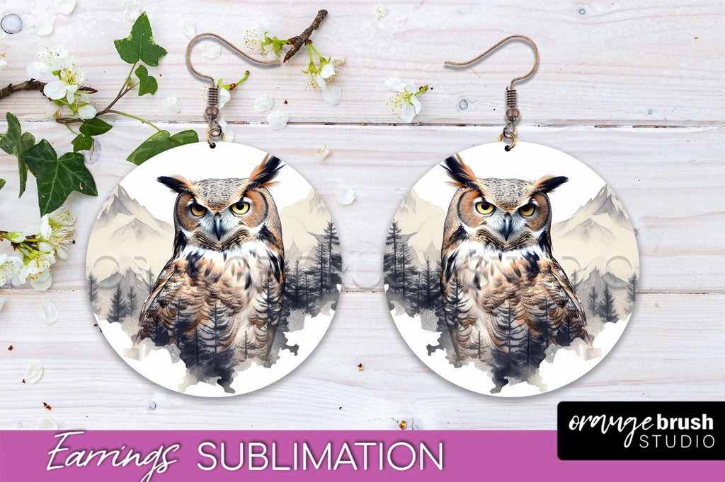 Wild Animals Round Earring Sublimation, Wildlife Earring PNG - So Fontsy